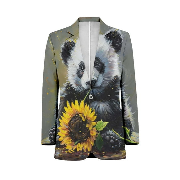 Cute Sunflower Panda Bear Mens Suits Shawl Collar Slim Fit Suit Mens ...