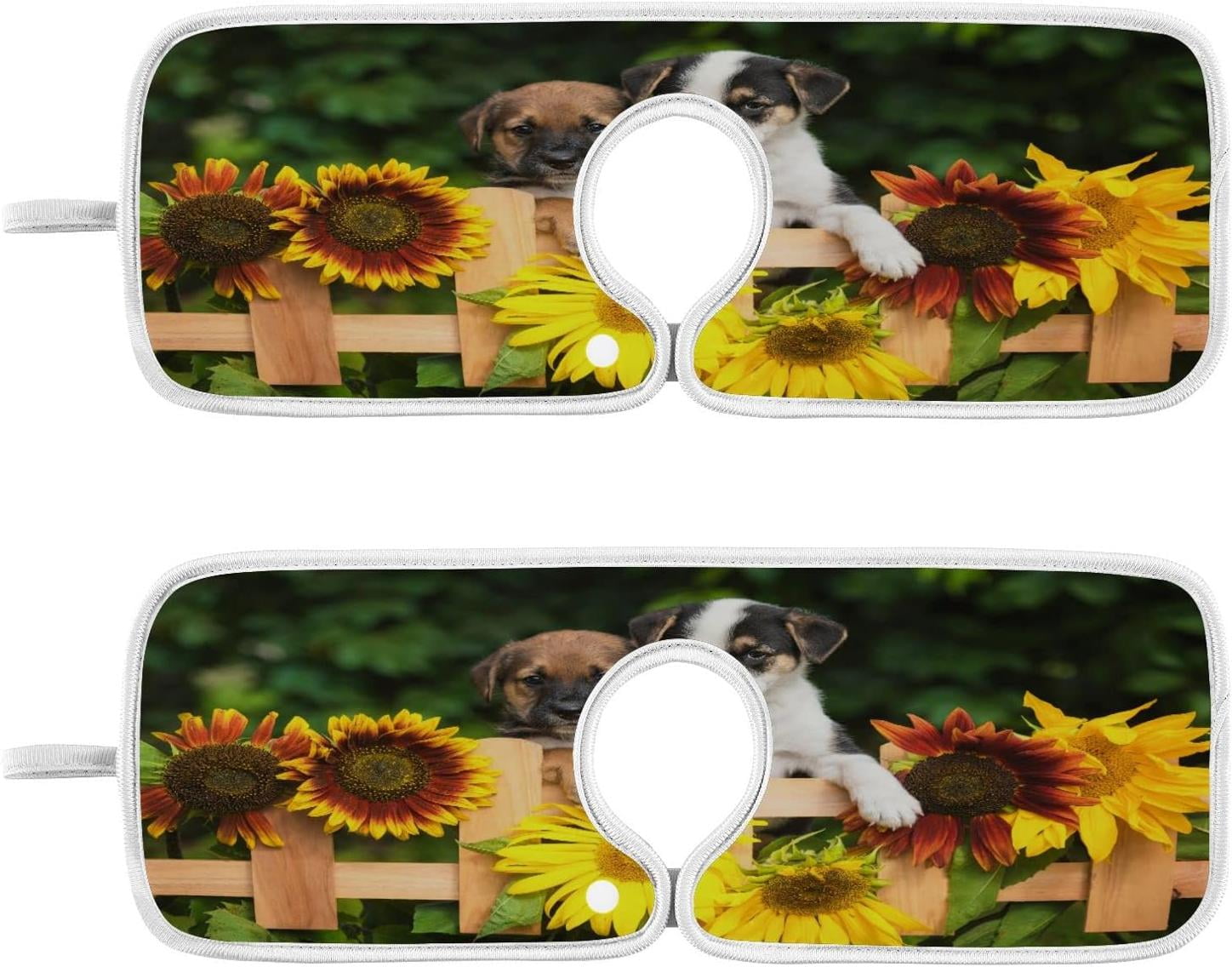 Cute Sunflowers Puppies Sink Splash Guard for Faucet 2 Packs Faucet ...
