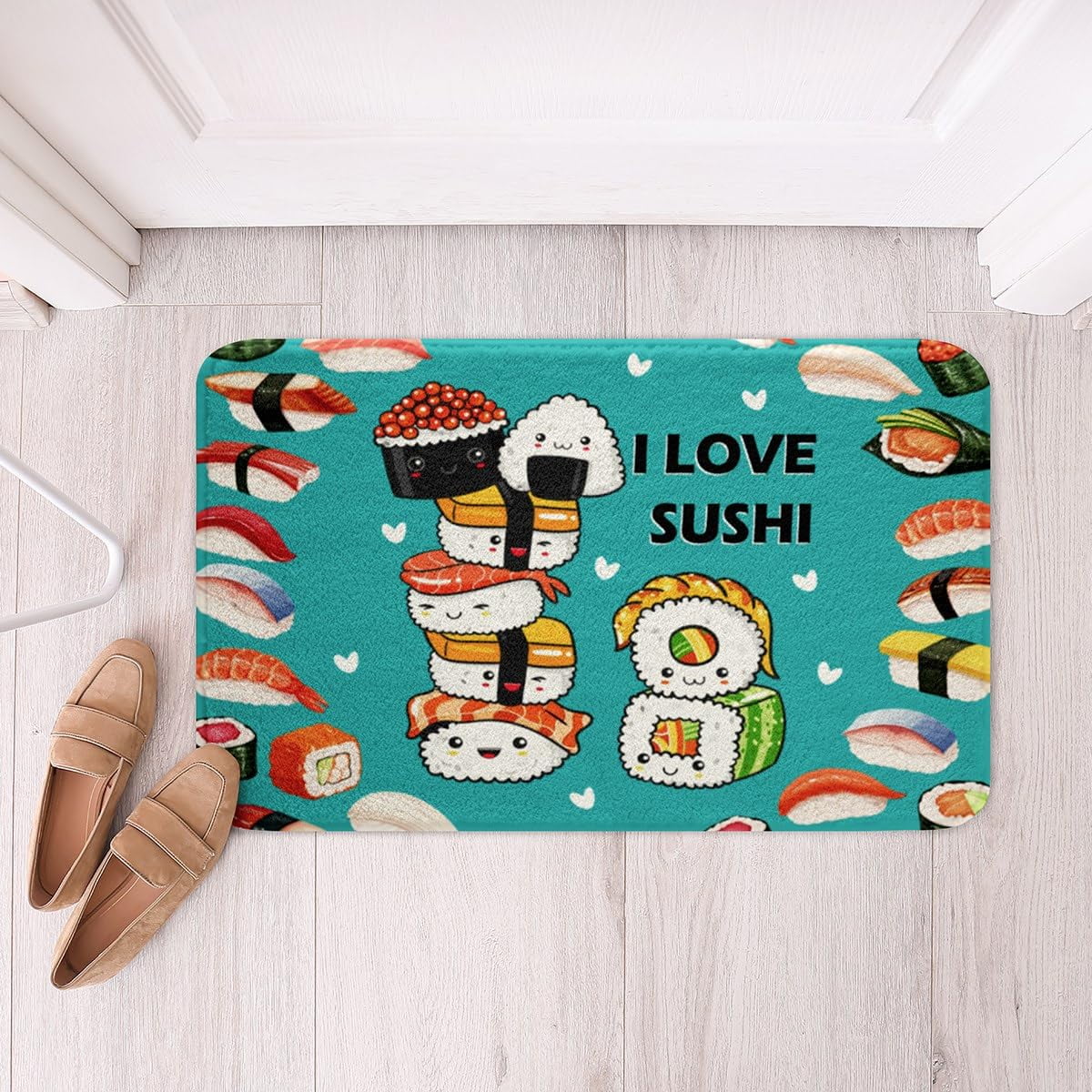 Cute Sushi Area Rug Kawaii Japanese Delicious Food Carpet Cartoon Sushi ...