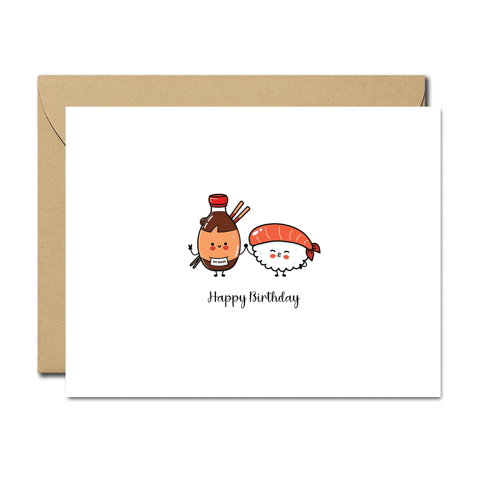 Cute Sushi Birthday Card with Soy Sauce & Sushi Characters – Happy ...