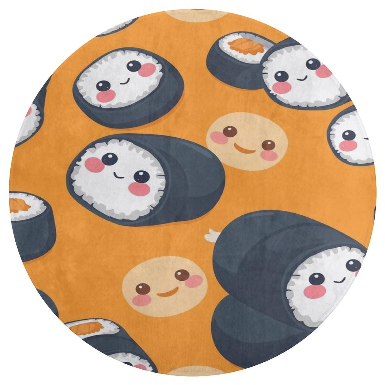 Cute Sushi Cartoon Pattern. Round Carpet Non-Slip Wear-resistant for ...