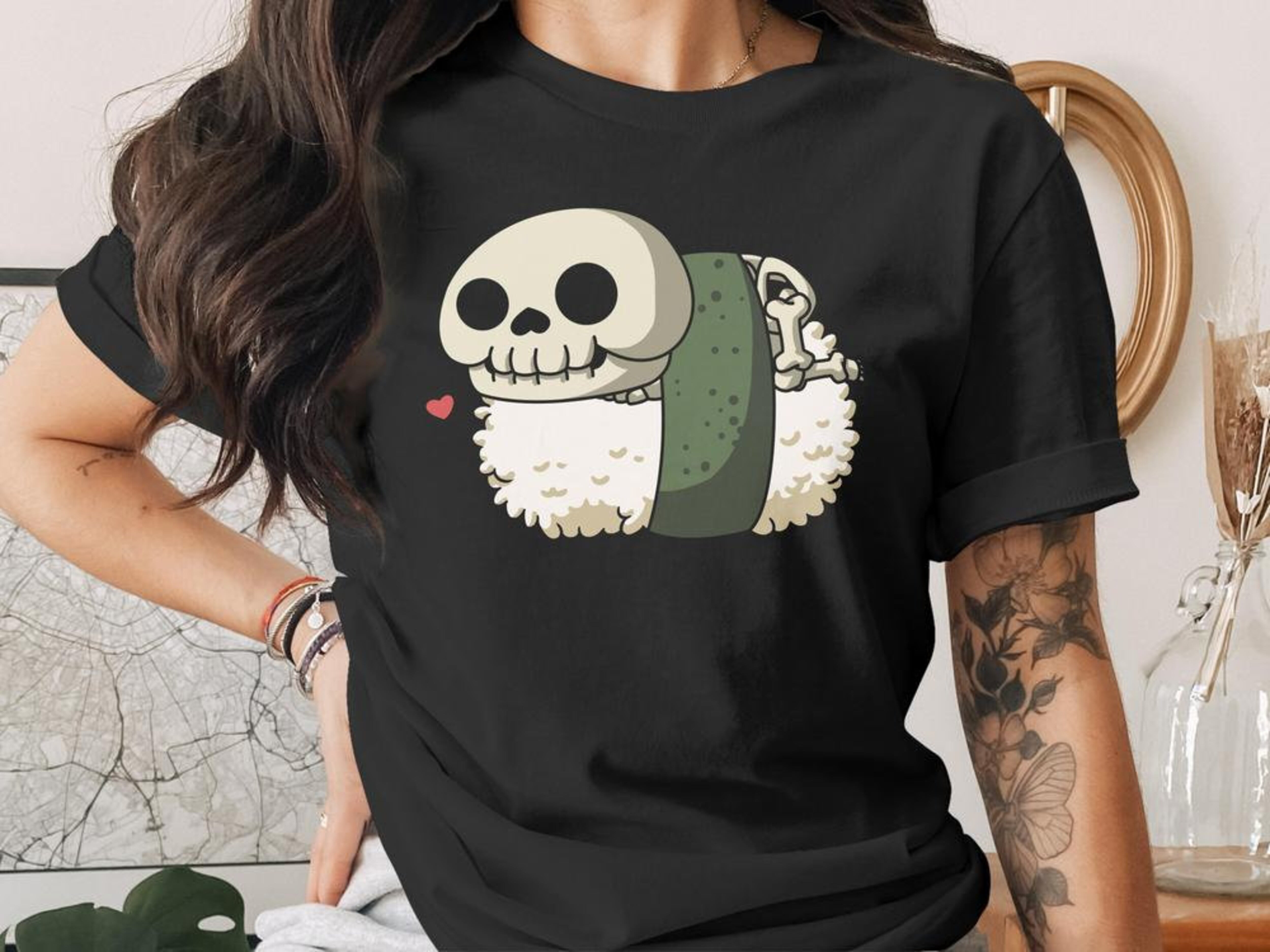 Cute Sushi Halloween Skeleton T-Shirt, Japanese Anime Gift, Kawaii ...