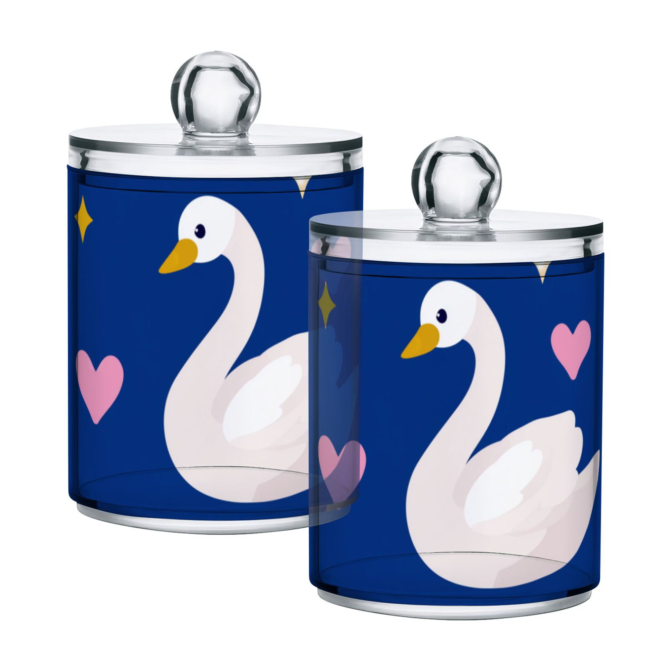 Cute Swans Hearts Bows Valentine Translucent Plastic Cans Storage ...