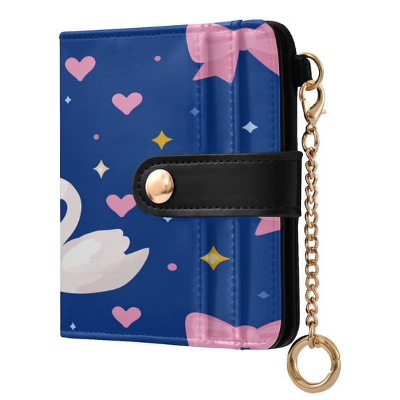 Cute Swans Hearts Bows Valentine Women's Wallet PU Leather Card Cases ...