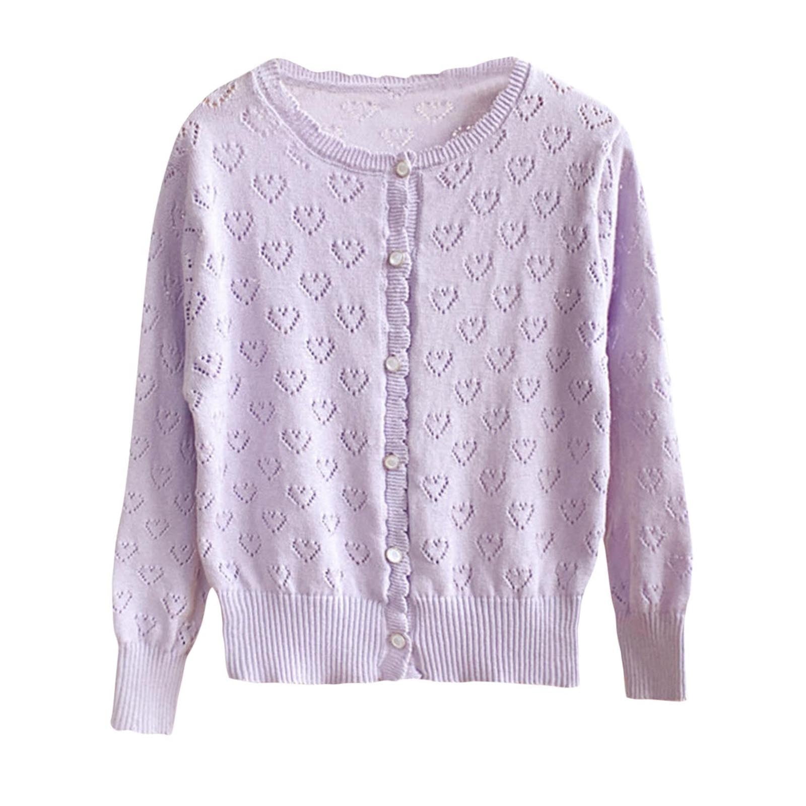 Cute Sweater Cardigans for Girls with Ribbed Hem and Cuffs Scalloped ...