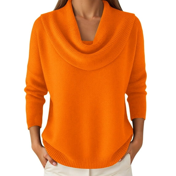 Cute Sweater Women Cowl Neck Rabbit Knitted Long Sleeve Solid Casual ...