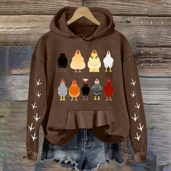 Cute Sweatshirts for Women Casual Full Sleeve Crewneck Chicken Graphic ...