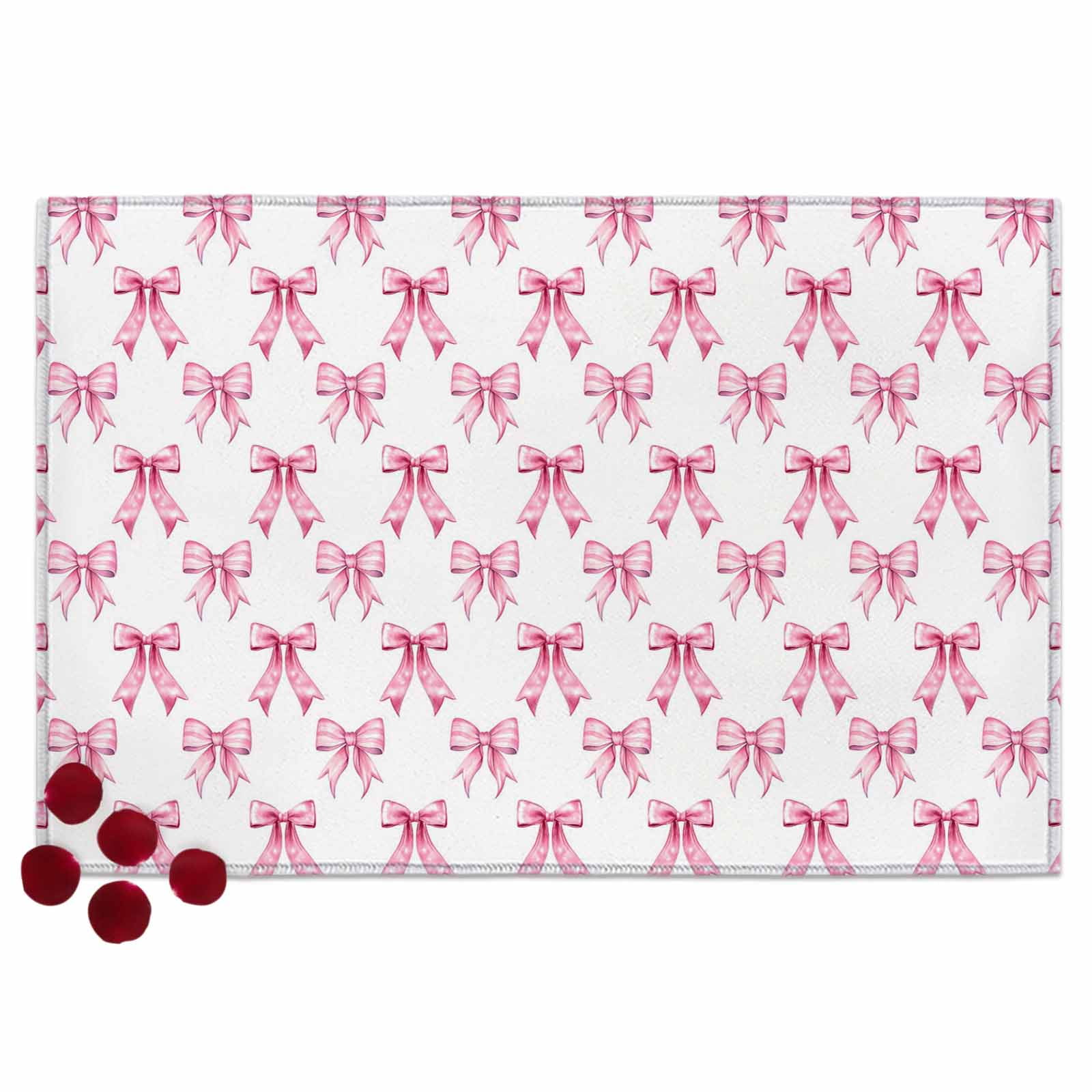 Cute Sweet Bows Door Mat Simple Pink Bow Whiter Background Non Slip ...