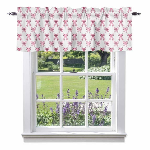 Cute Sweet Bows Valances for Windows, Simple Pink Bow Whiter Background ...