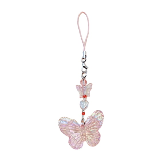 Cute Sweet Butterfly Beaded Pendant Phone Straps Lanyard Pocket ...