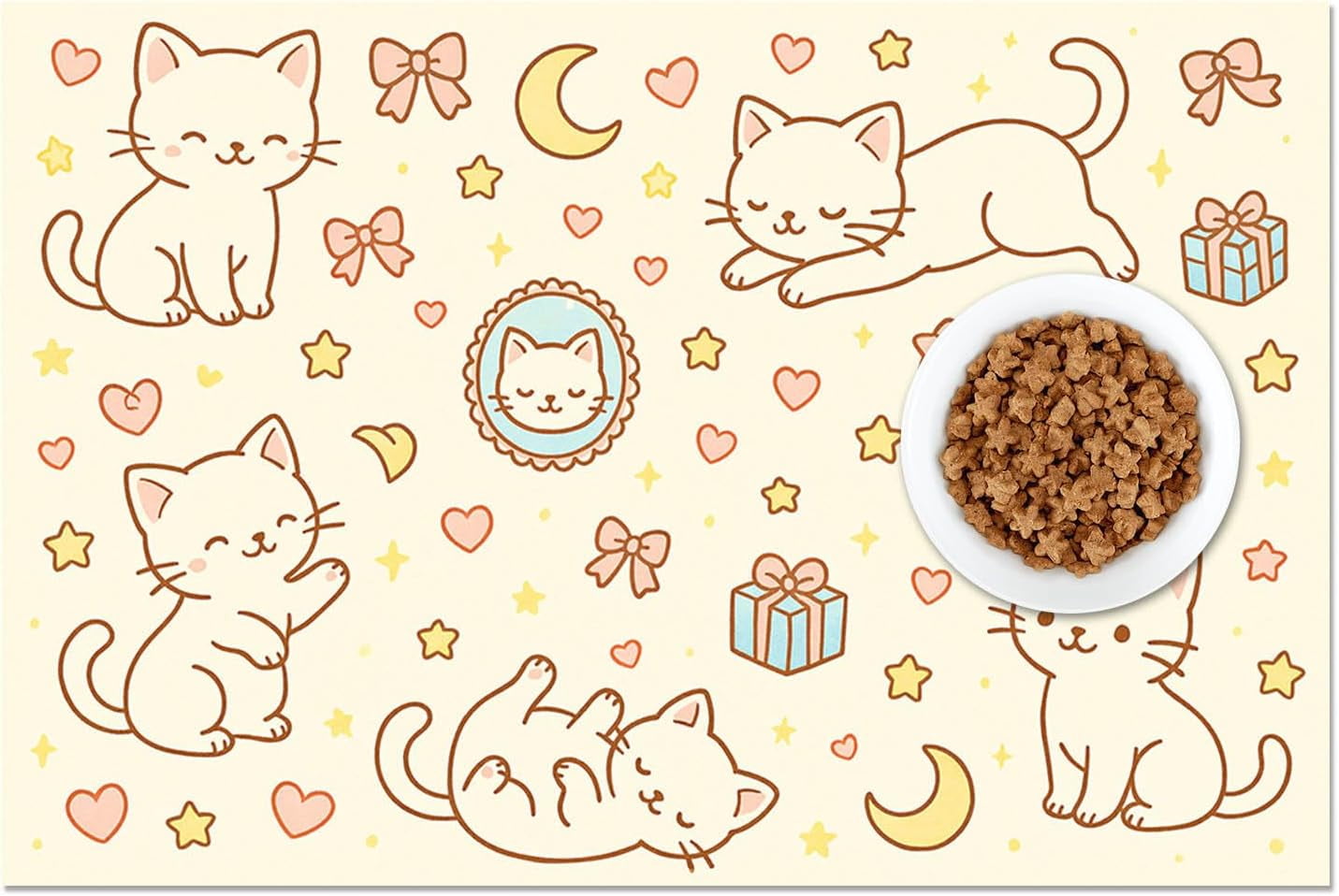 Cute Sweet Cat Food Mat for Dog Food Mat Food and Water Bowl Pet ...