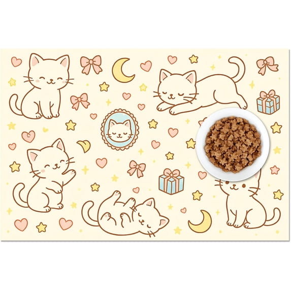 Cute Sweet Cat Food Mat for Dog Food Mat Food and Water Bowl Pet ...