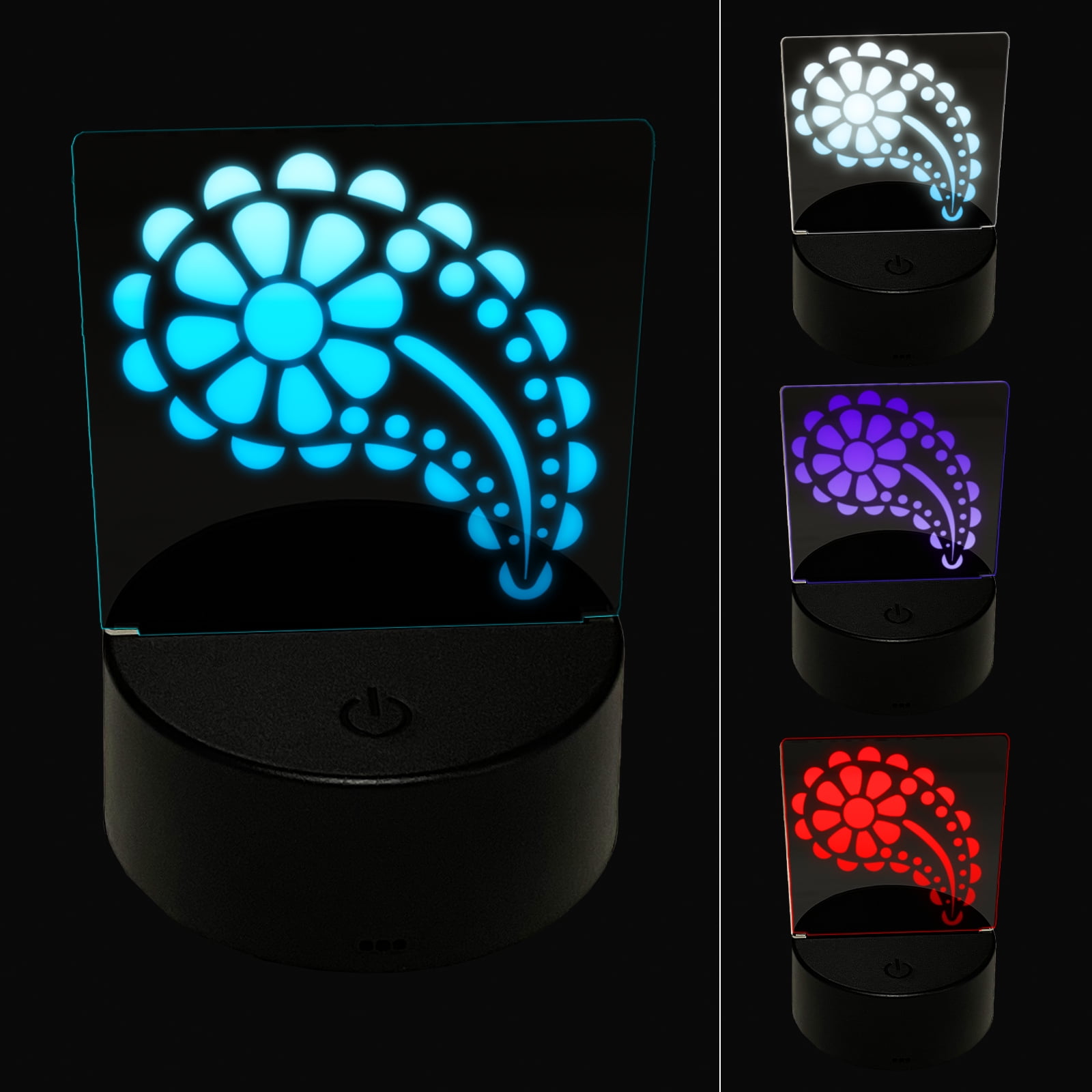 Cute Sweet Daisy Paisley LED Night Light Sign 3D Illusion Desk ...