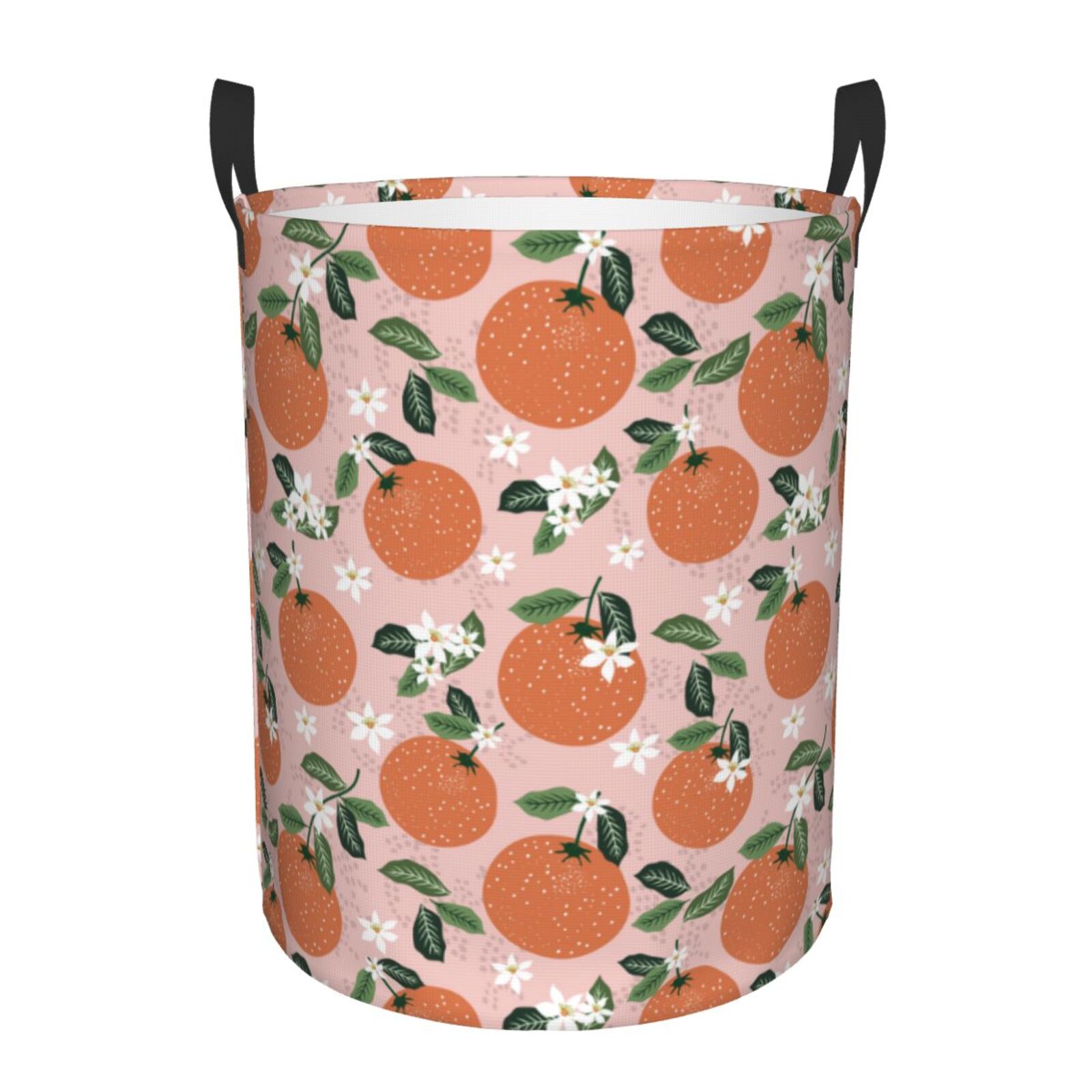 Cute Sweet Orange Flower Laundry Basket with Handles - Freestanding ...