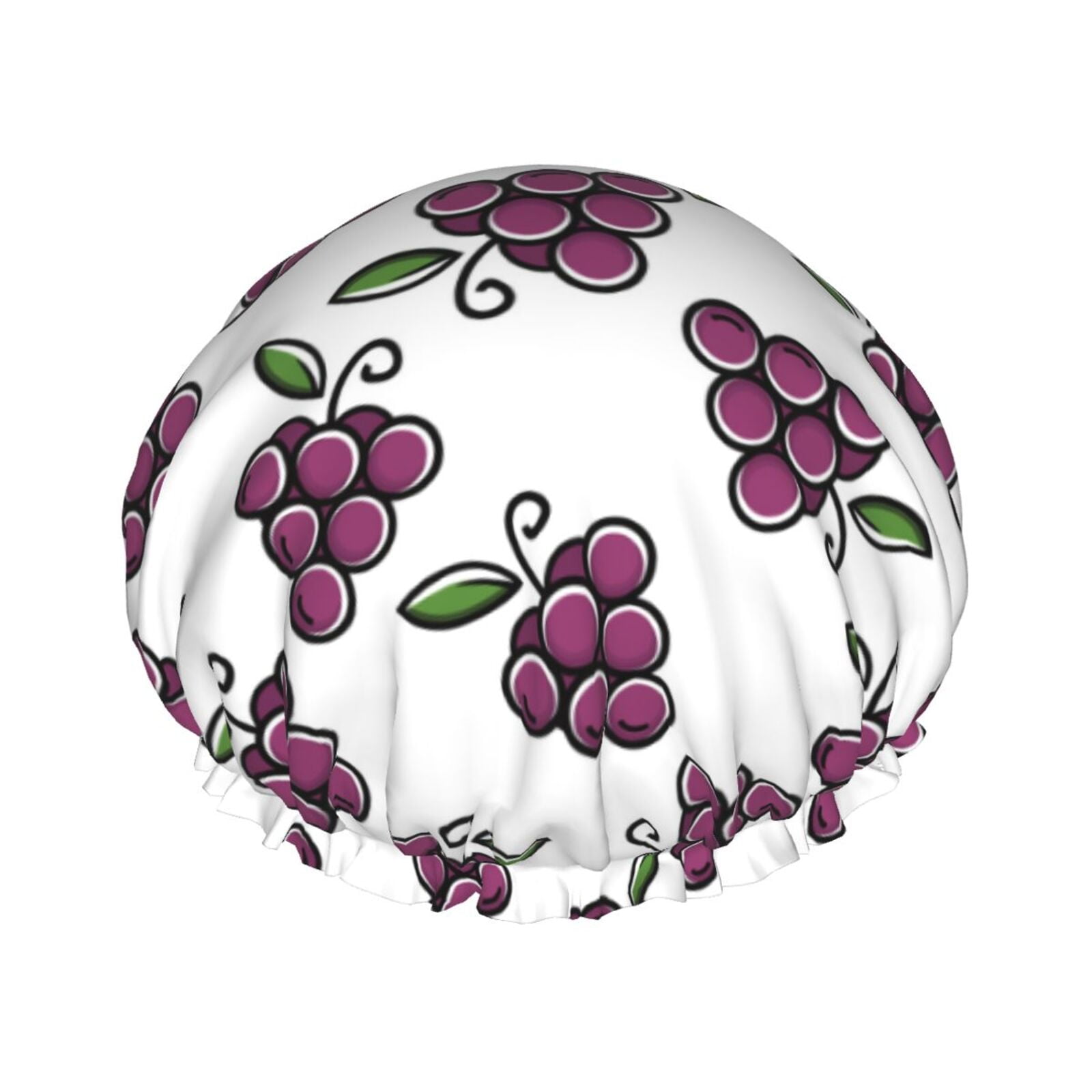 Cute Sweet Sour Grape Shower Cap for Women, Double Waterproof Layers ...