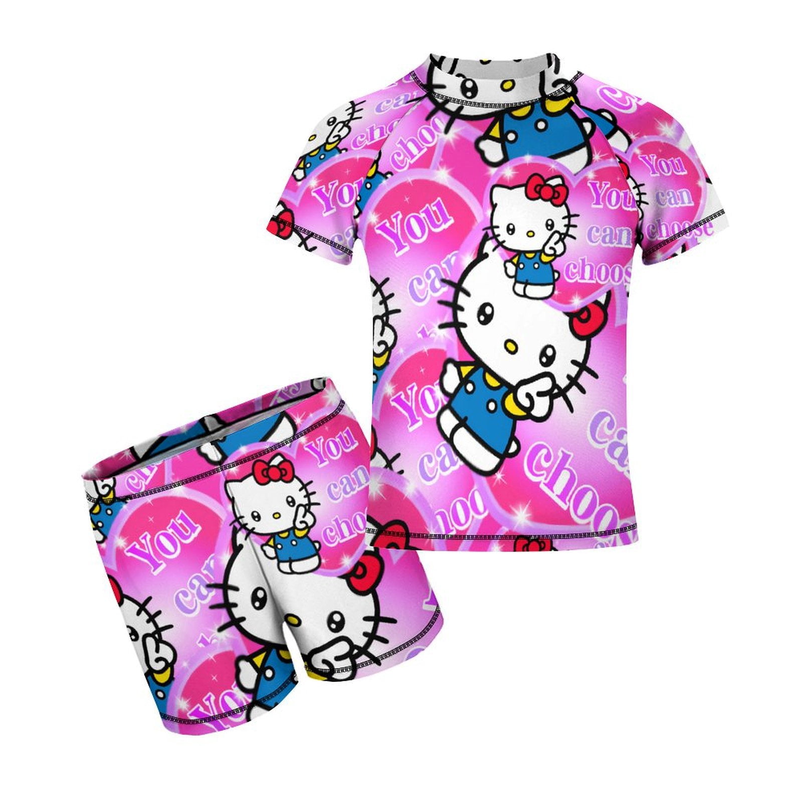 Cute Swimsuit Hello Kitty Girls Swimwear Beautiful Strap Swimsuit Sets ...