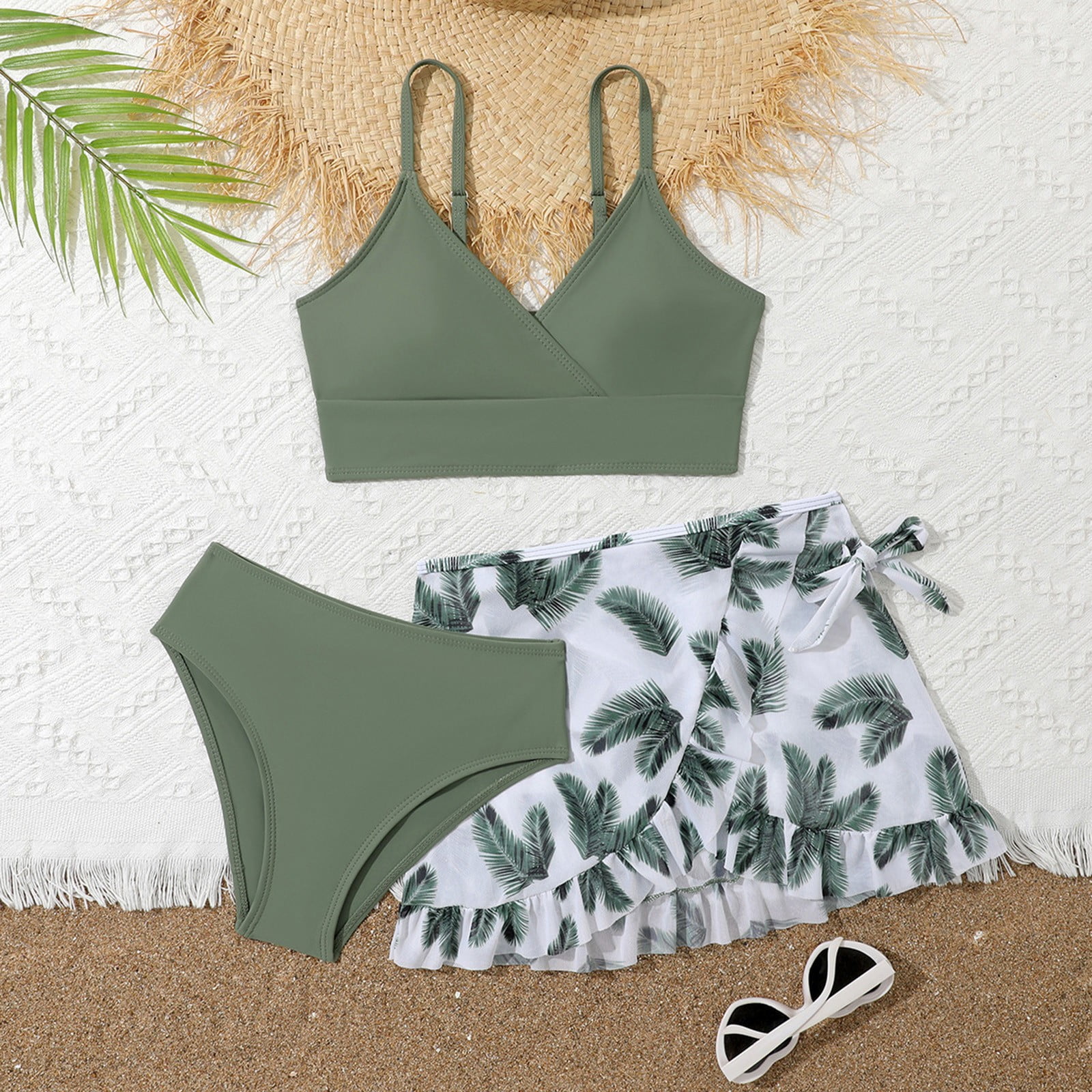 Cute Swimsuits For Teen Girls Girls' 3 Piece Set Floral Print Bikini ...