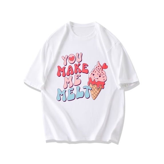 Cute T-Shirt Black You Make Me Melt Ice Cream Design For Casual Wear ...
