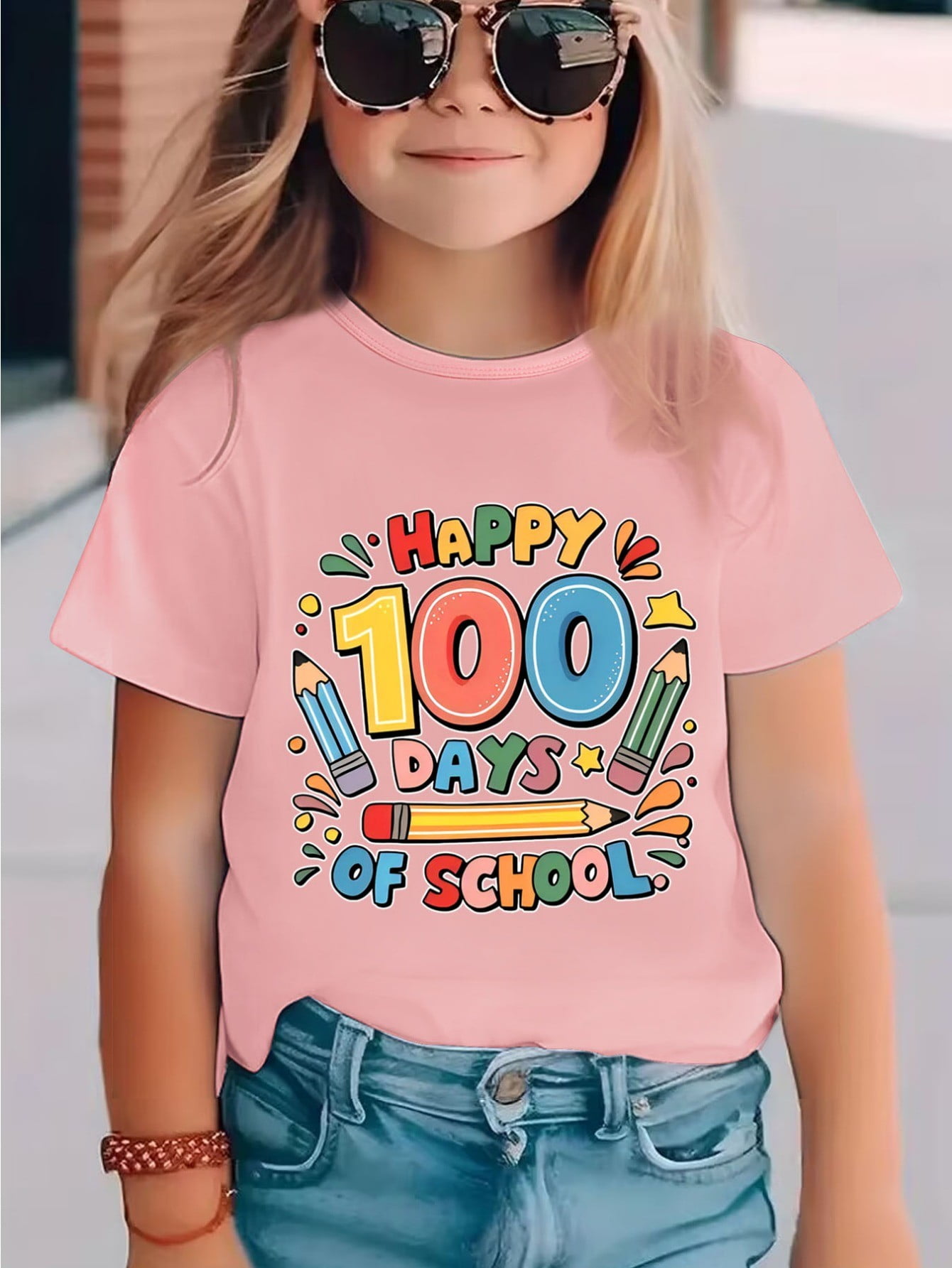 [Cute T-Shirt] Cute & Comfy "Happy 100 Days of School" Youngsters' T ...