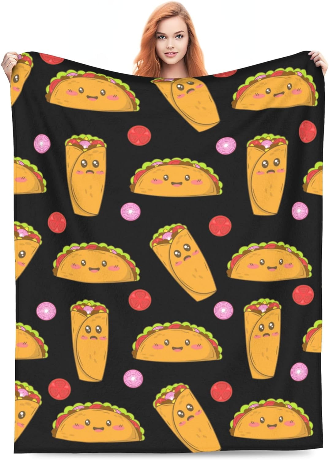 Cute Taco Throw Blanket Gifts for Kids Adults Soft Warm Lightweight ...