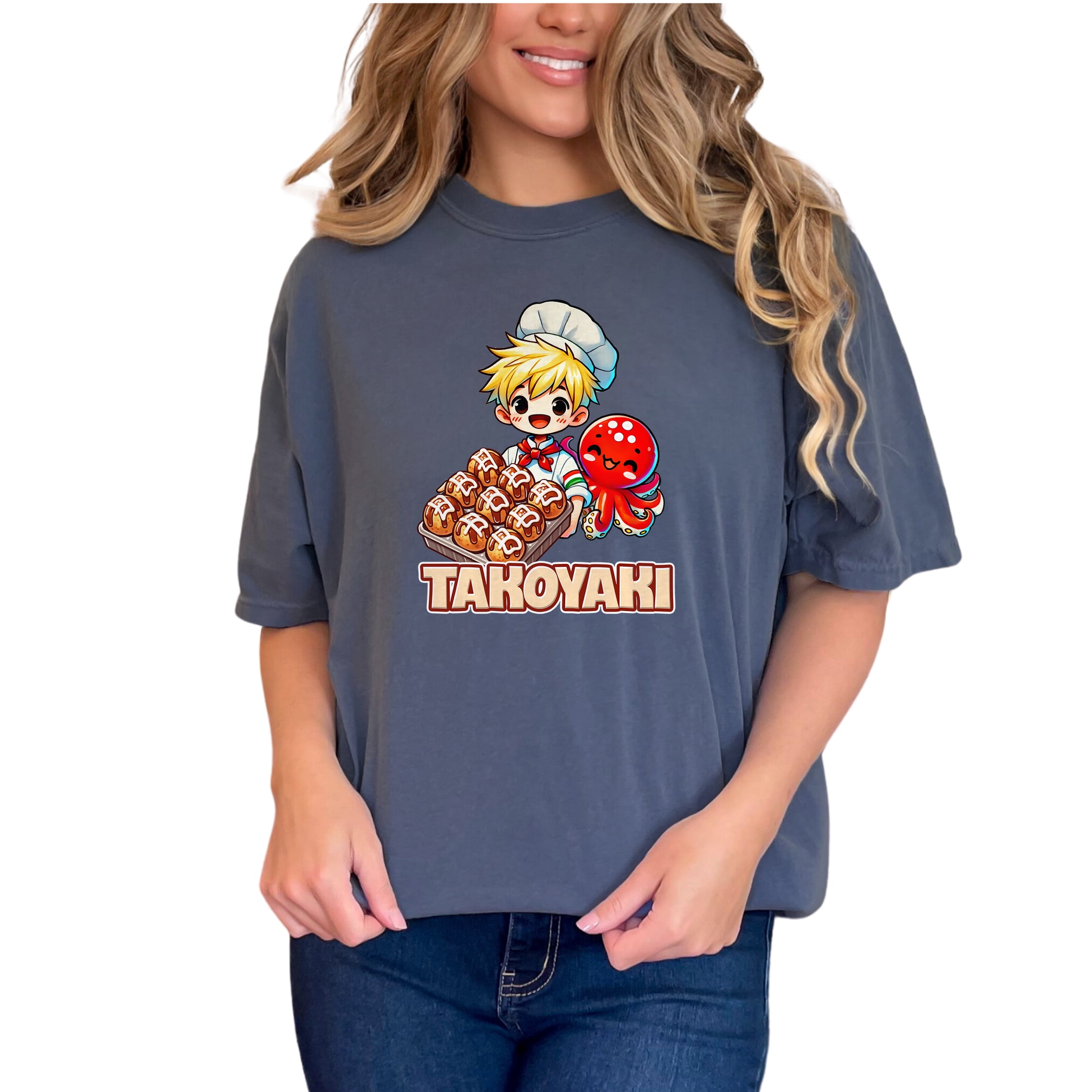 Cute Takoyaki Chef Anime Graphic Tee, Japanese Street Food Lover T ...