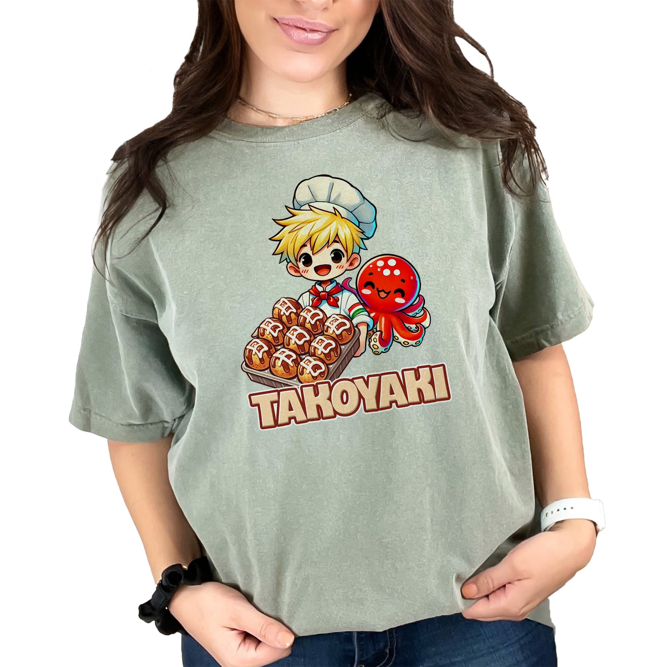 Cute Takoyaki Chef Anime Graphic Tee, Japanese Street Food Lover T ...