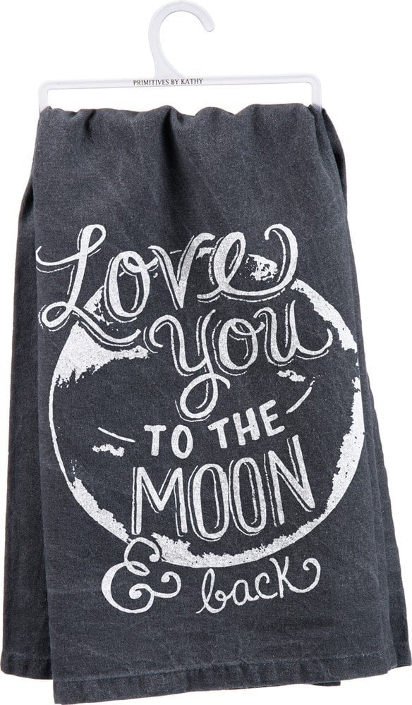 Cute Tea Towel - Love You to the Moon and Back - Gray - Cotton - Fun ...