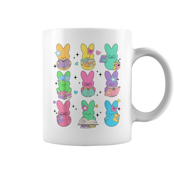 Cute Teacher Bunny Rabbit Reading Easter Bunnies Book Lovers Coffee ...