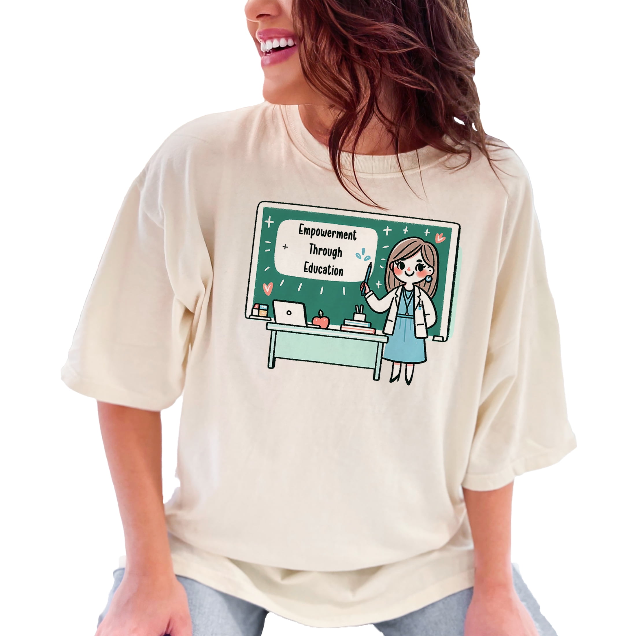 Cute Teacher Illustration T-Shirt, Empowerment Through Education ...