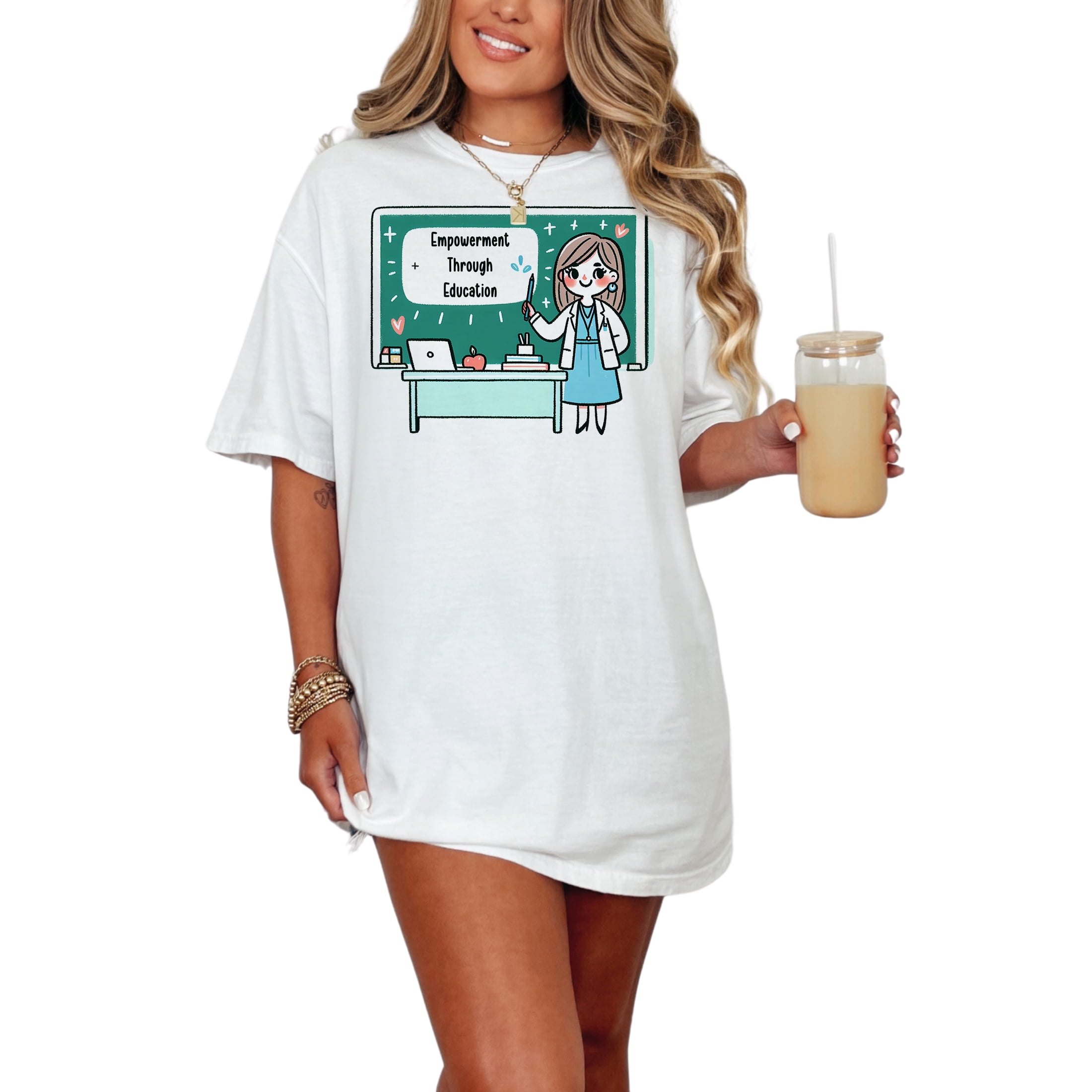 Cute Teacher Illustration T-Shirt, Empowerment Through Education ...