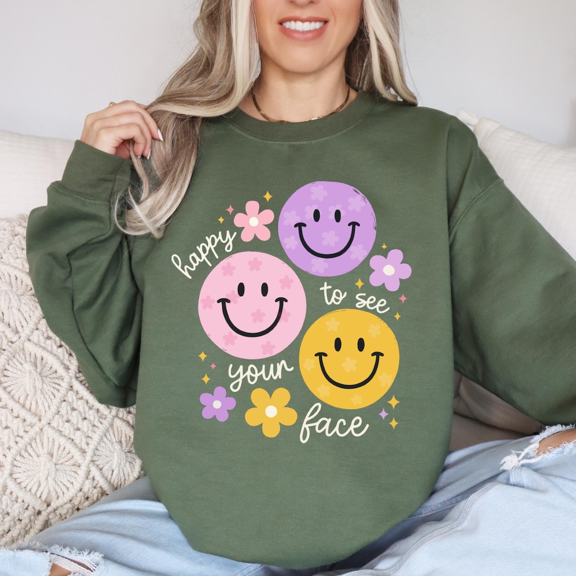 Cute Teacher SweatHappy To See Your Face SweatBack to School, Teacher ...