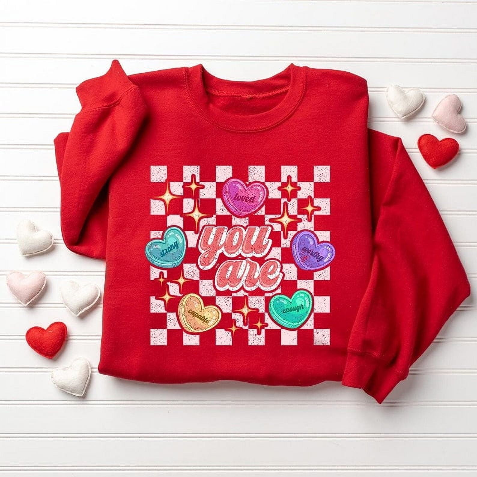 Cute Teacher Valentine Sweatshirt, Retro Heart Sweatshirt, Women's Valentines Day Sweatshirt ...