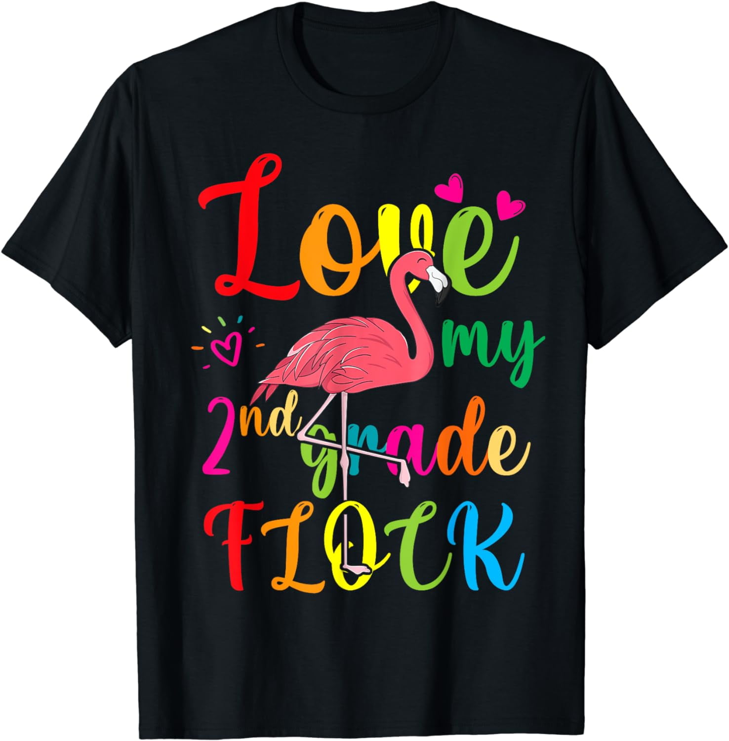 Cute Teacher Valentines Day Love My 2nd Grade Flamingo Heart T-Shirt ...