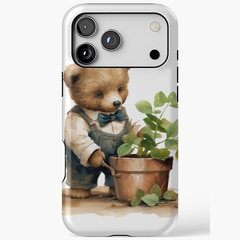 Cute Teddy Bear Gardening Art Phone Case for iPhone 11 12 13 14 15 16 ...