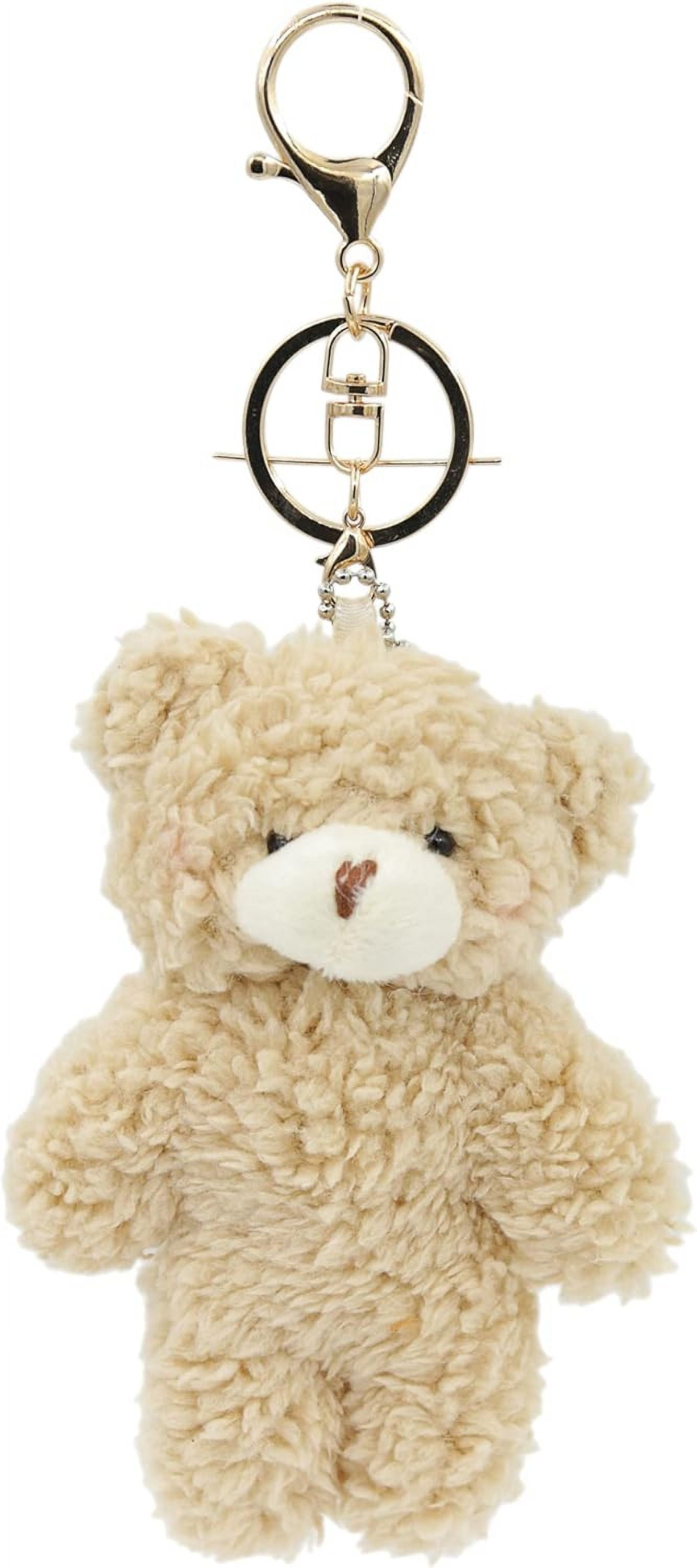 Cute Teddy Bear Keychain for Backpack, 5" Inch Bear Plush Keychain with ...
