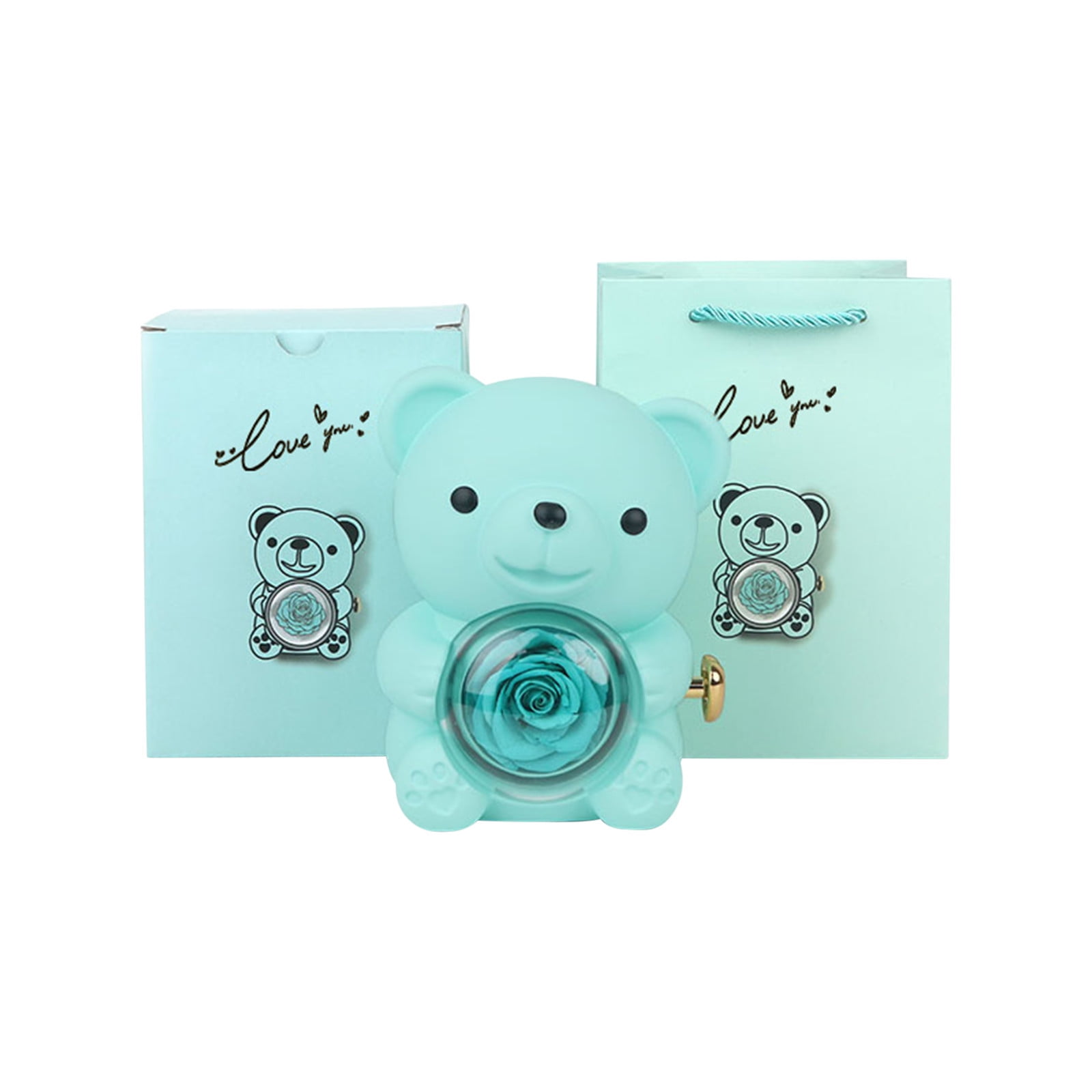 Cute Teddy Bear with Preserved Rose - A Real Rose Flower in Bear with ...