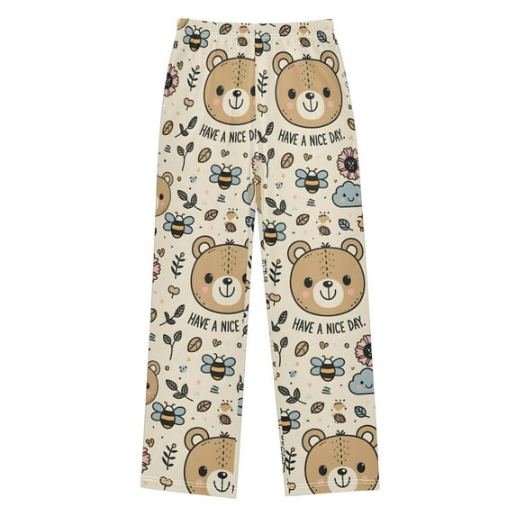 Cute Teddy Bear Smile Face Christmas Pajama Pants Soft and Lightweight ...