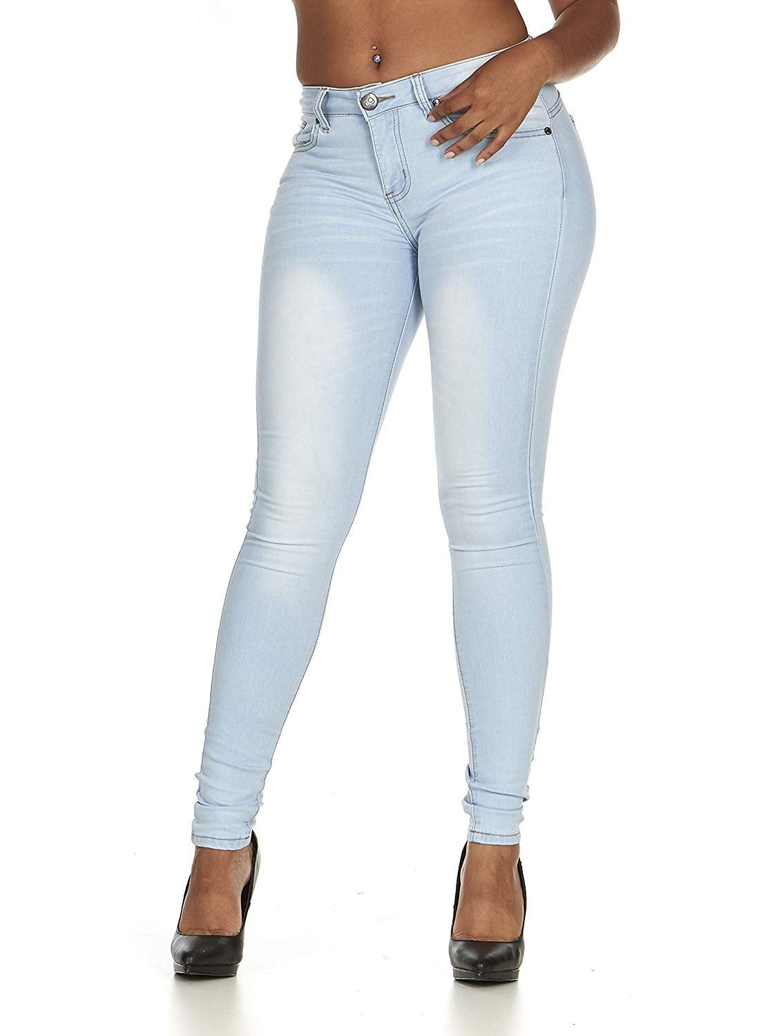 Cute Teen Girl Mid High Rise Waisted Butt Shaping Skinny Dark Blue ...