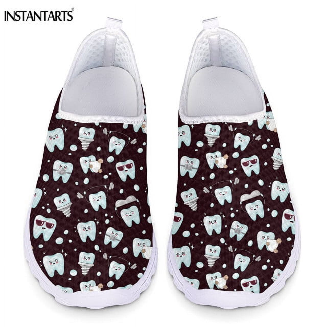 Cute Teeth Pattern Women Flats Shoes Air Mesh Brethable Summer Slip On ...