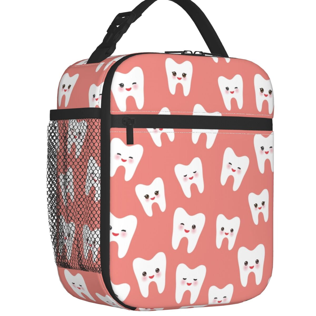 Cute Teeth Resuable Lunch Box Happy Tooth Dental Braces Pattern Cooler Thermal Food Insulated ...