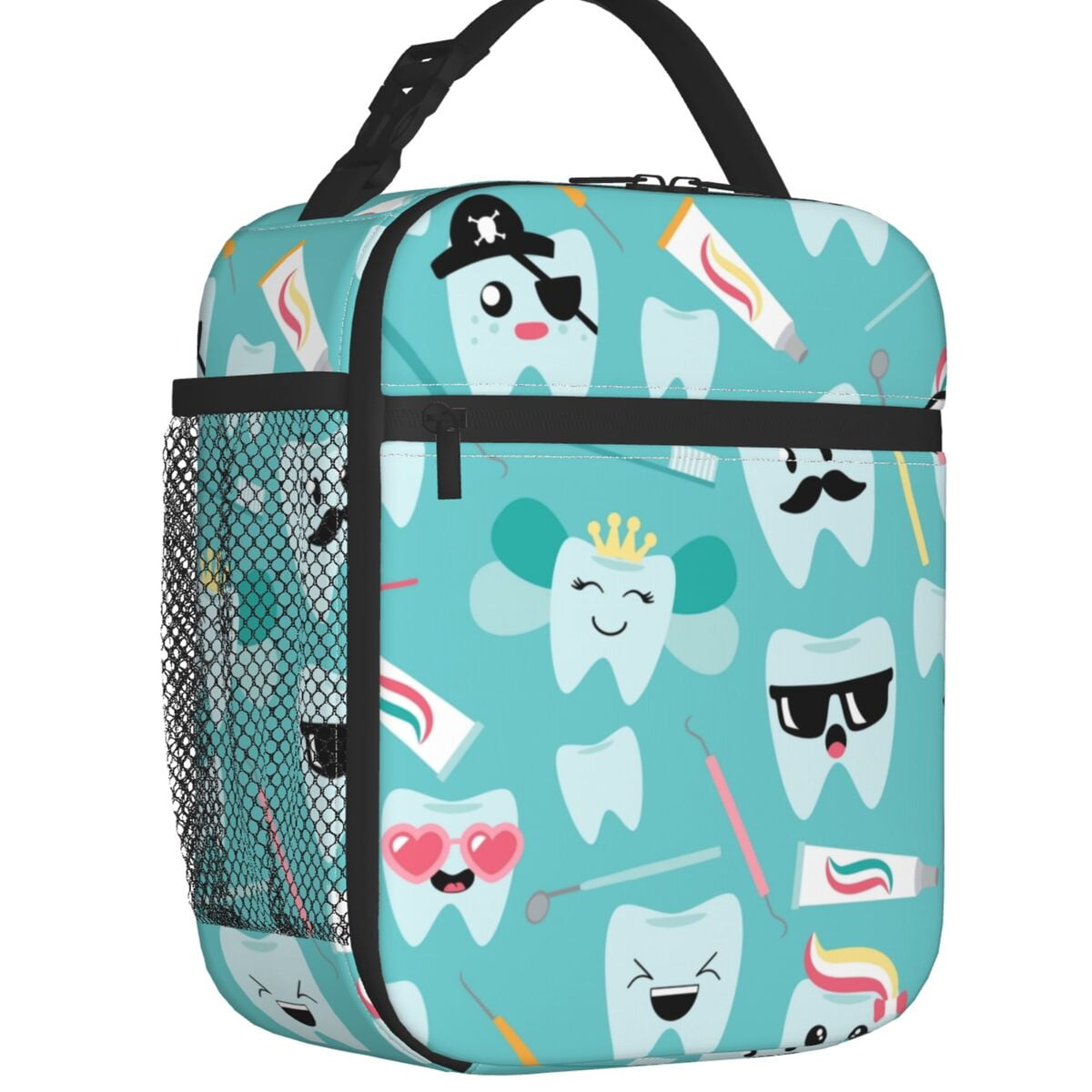 Cute Teeth Resuable Lunch Box Happy Tooth Dental Braces Pattern Cooler ...