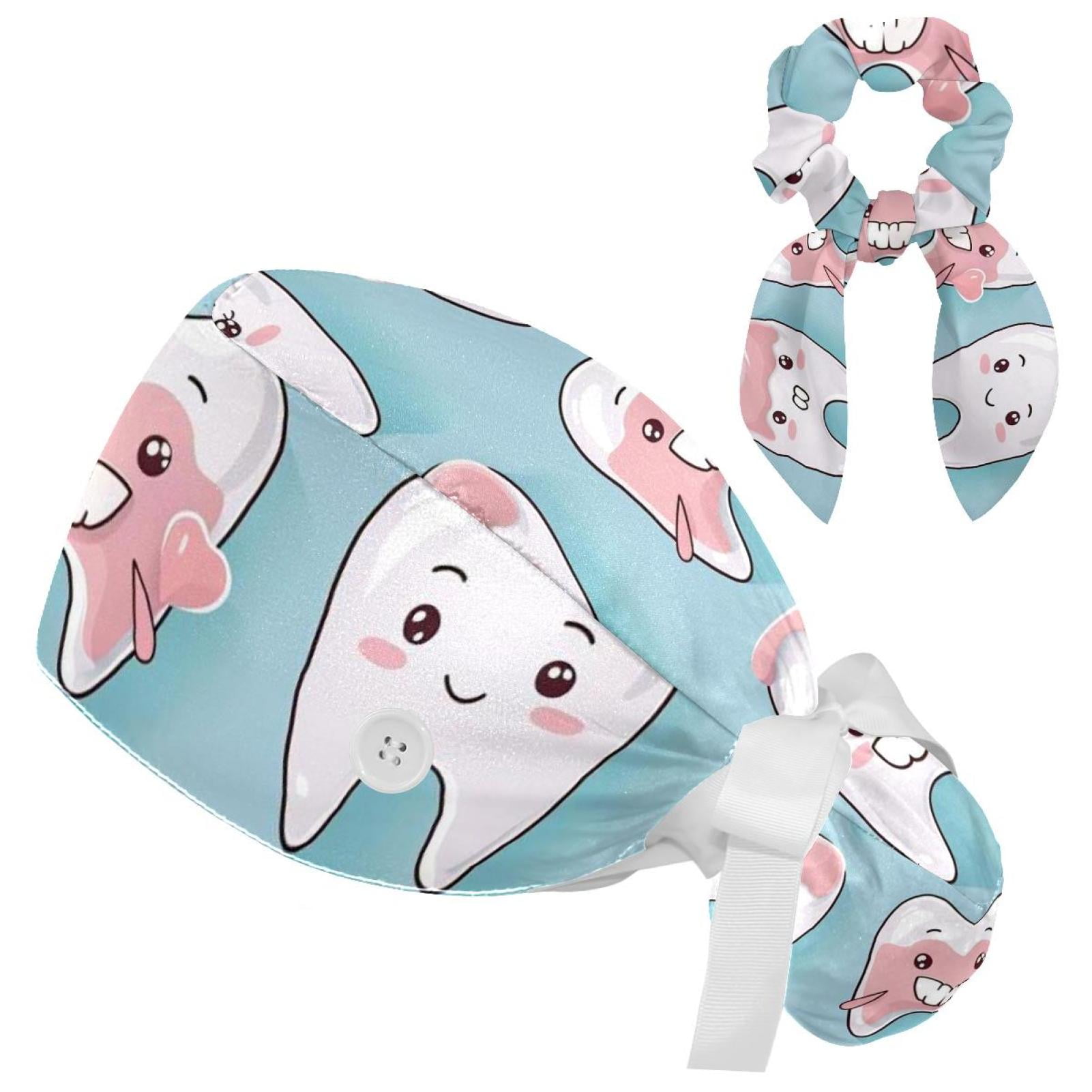 Cute Teeth Surgical Cap with Bow Hair Matching Scrunchy/ Bow Hair ...
