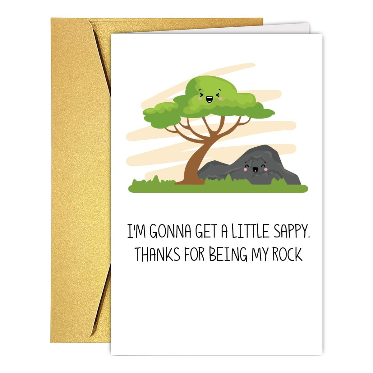 Cute Thank You Card – "Thanks for Being My Rock" Design Featuring Tree ...