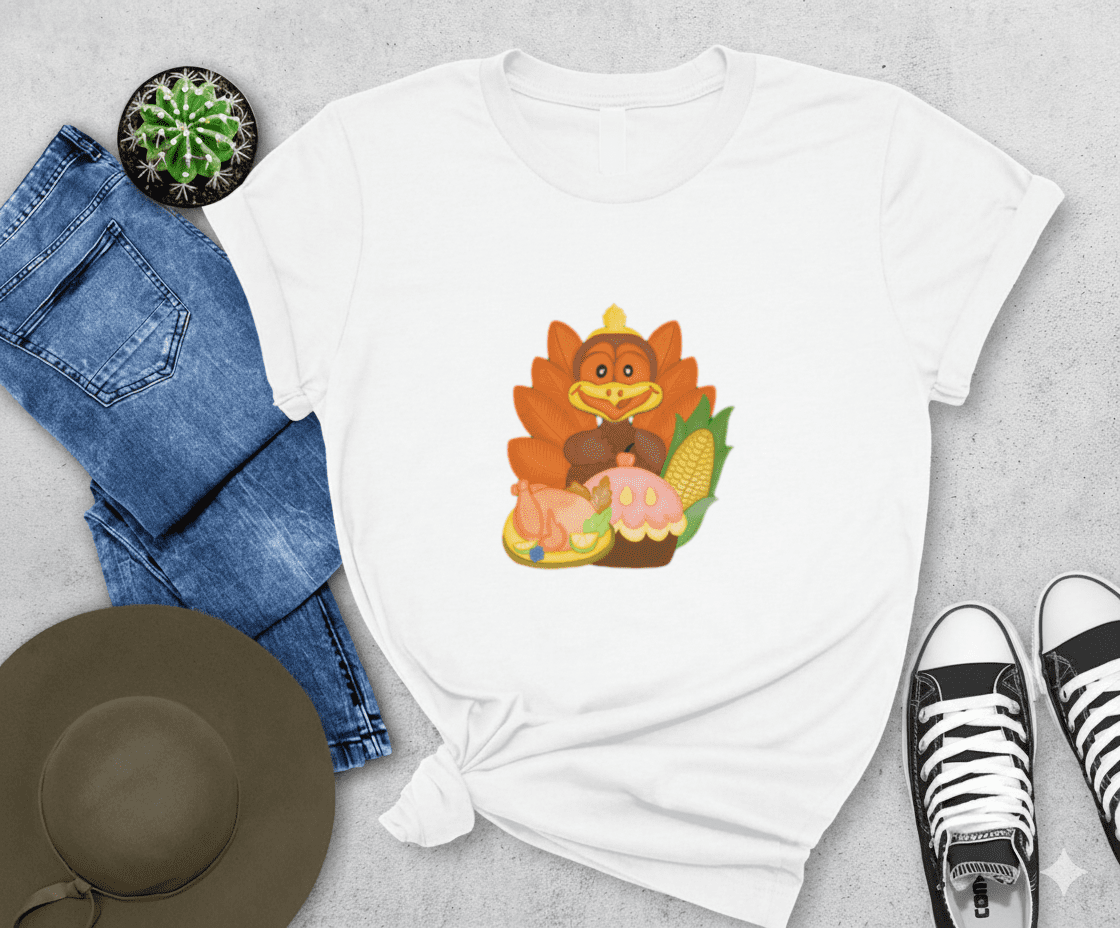 Cute Thanksgiving Turkey Feast Fall Holiday Celebration Art Unisex T ...