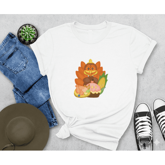 Cute Thanksgiving Turkey Feast Fall Holiday Celebration Art Unisex T ...