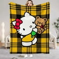 Cute Throw Blanket for Sofa Luxury Blankets Kawaii Cat Hellos Checkered ...