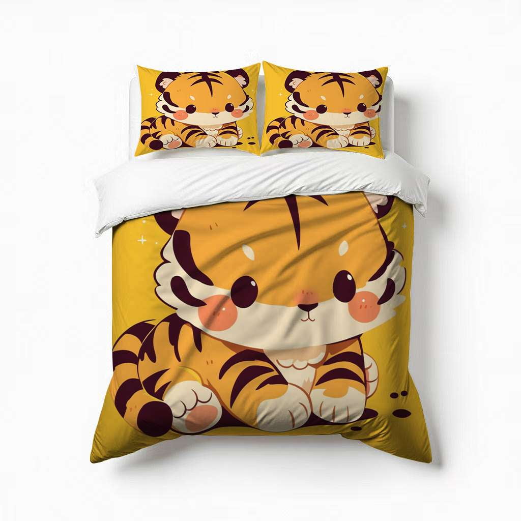 Cute Tiger Bedding Set 3 Pcs Soft Microfiber Quilt Cover For Bedroom ...