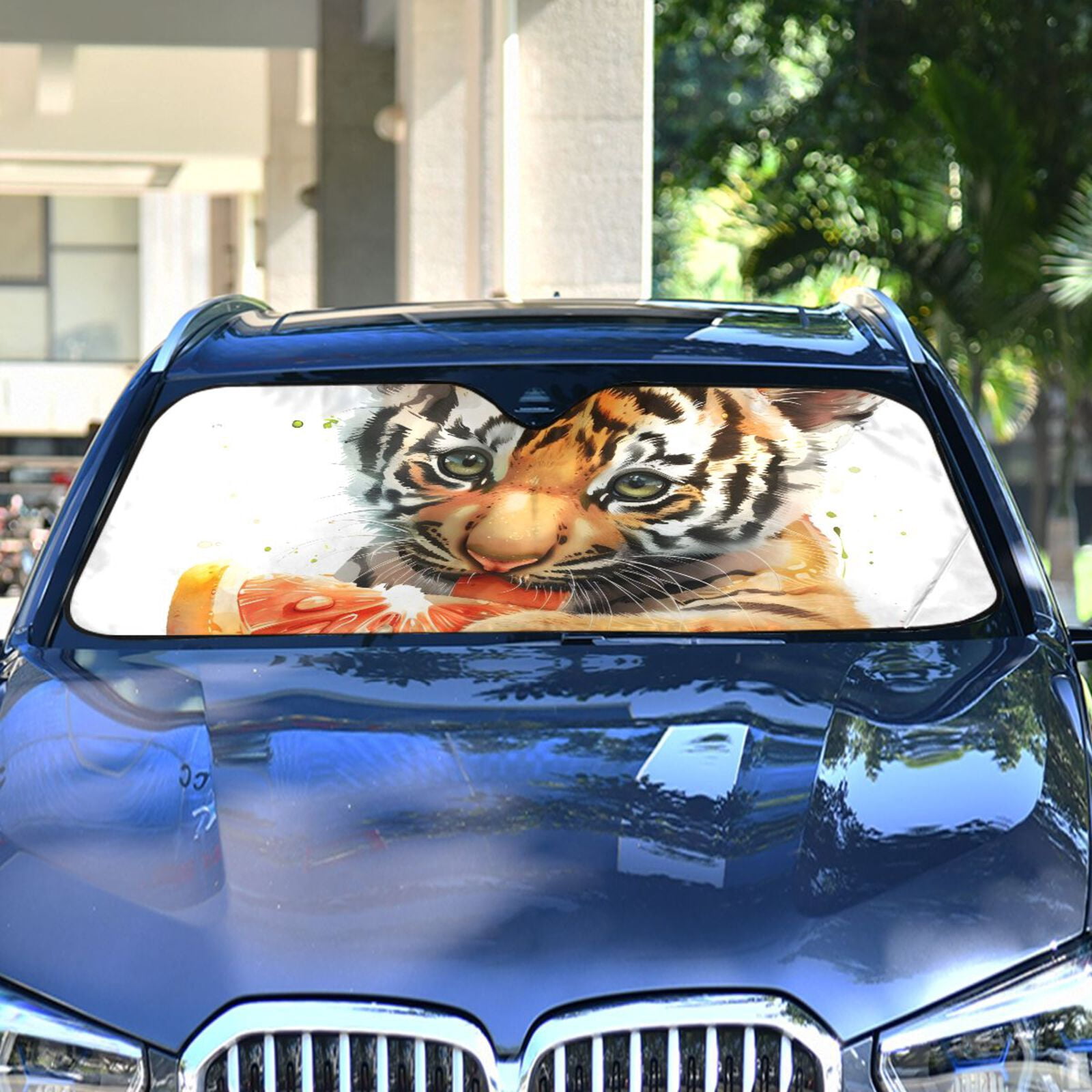 Cute Tiger Eat Orange Automotive Front Car Windshield Sun Shade ...