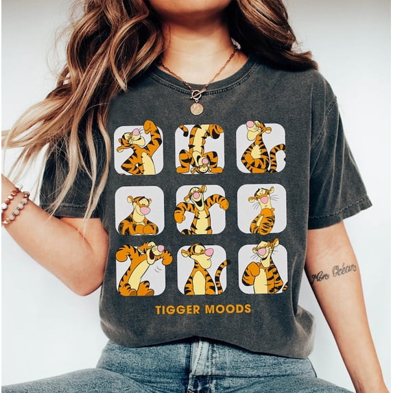 Cute Tiger Emotions Graphic Shirt, Pooh Style Character Tee, Funny ...