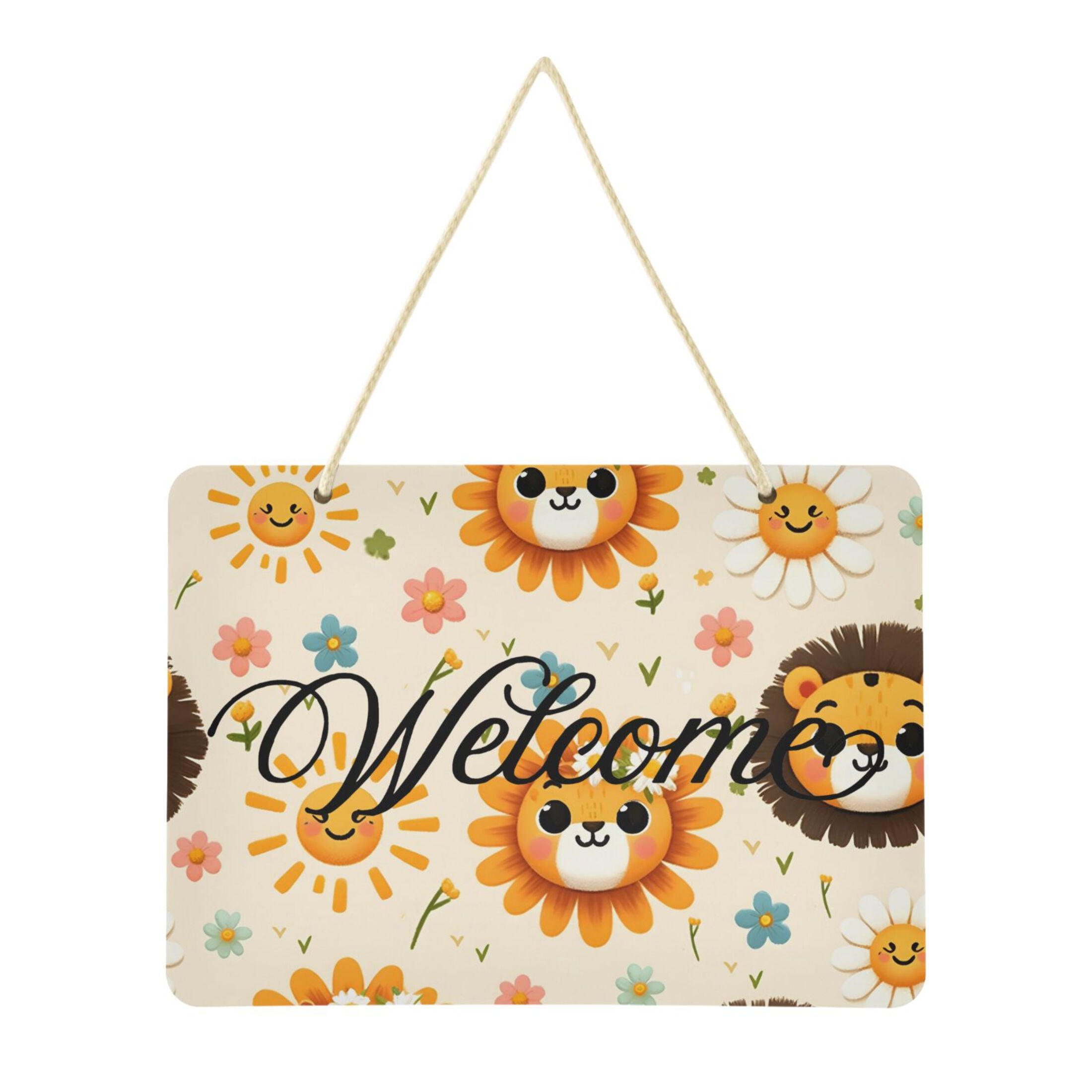Cute Tiger Face and Lion Face Welcome Sign Front Door PVC 14x10 inch ...